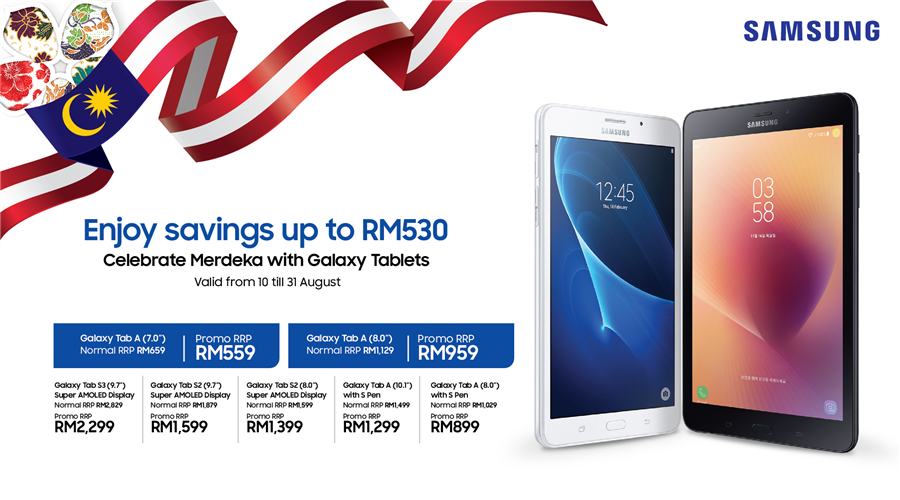 折扣高达RM530！Samsung推国庆Galaxy Tab大促销：最低RM559就能够买到了！