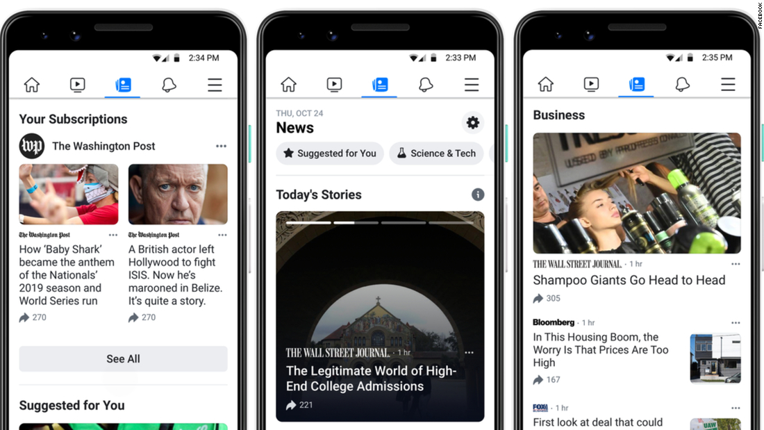 Facebook将在欧洲及巴西等地区推出Facebook News订阅新闻功能